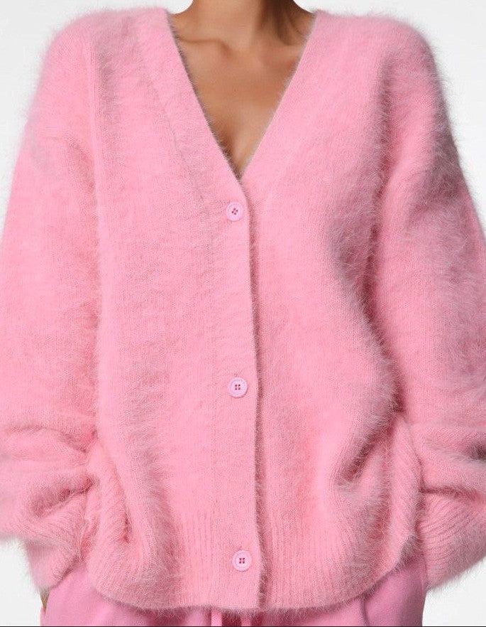 Fuzzy oversized button front cardigan – Miss Sparkling